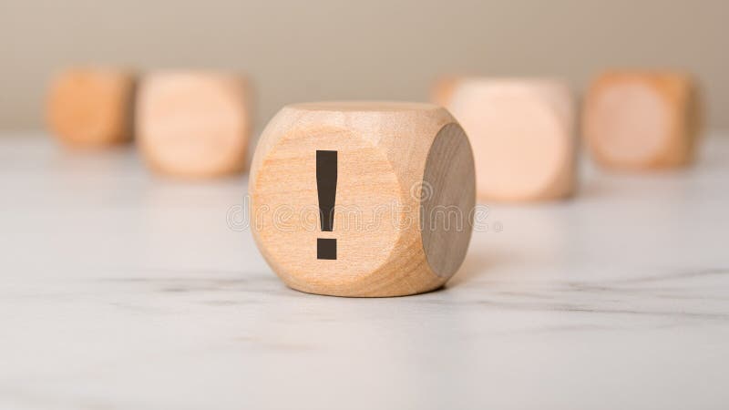 Wooden Block Exclamation Mark Symbolizing Alert Warning Important ...