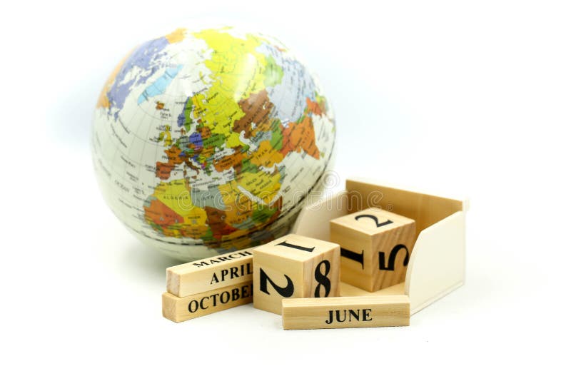 Wooden Block Calendar Date and Mounth with Miniworld Stock Image ...