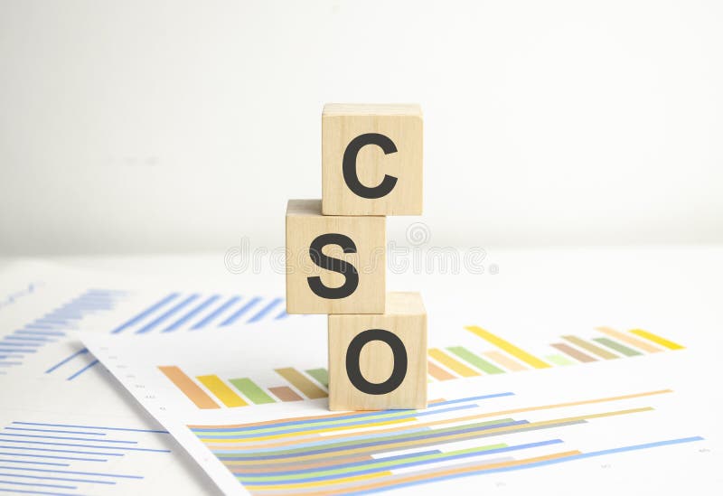 Wooden Block with CSO - Chief Security Officer Table on Charts Stock ...