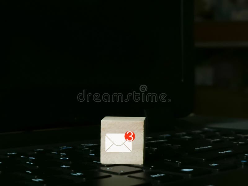Wooden Block with Email Icon on Computer Keyboard. Stock Image - Image ...