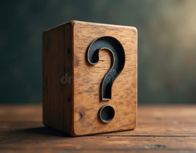 Wooden Block Features Question Mark Symbol. Symbol of Mystery. Simple ...