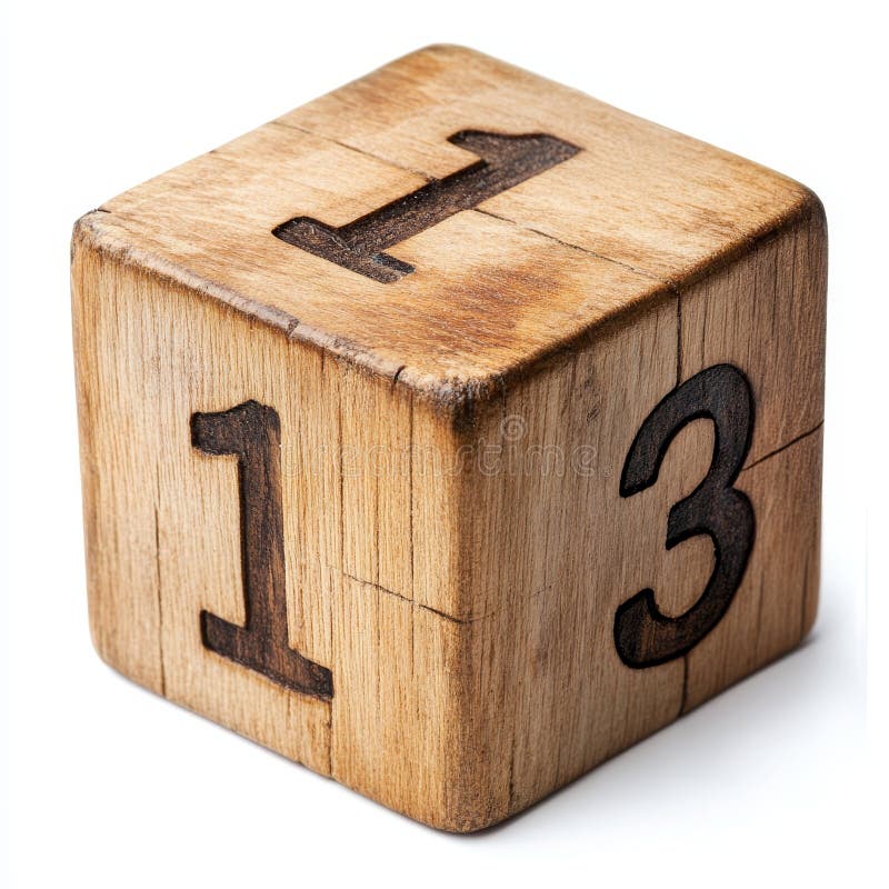 Wooden Block with Number 1, Isolated on a White Background. Stock ...