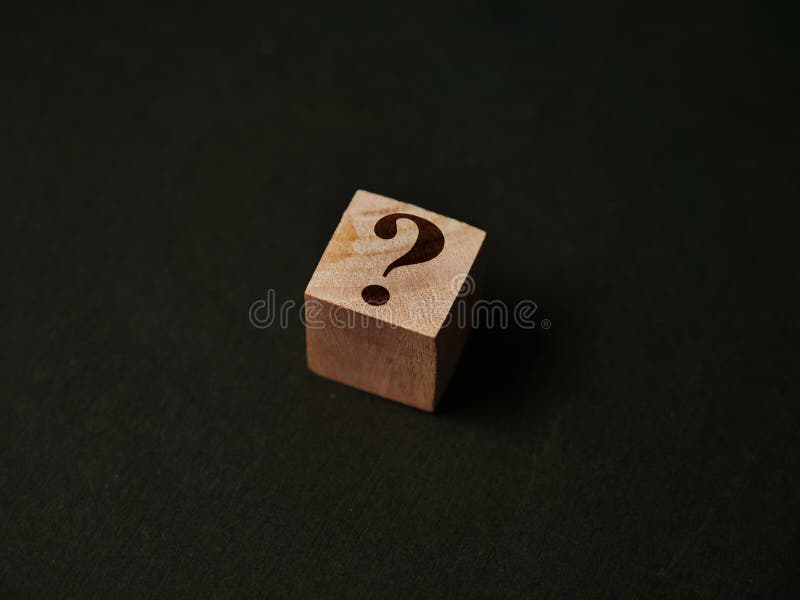 Wooden Block with Question Mark on Black Background Stock Photo - Image ...