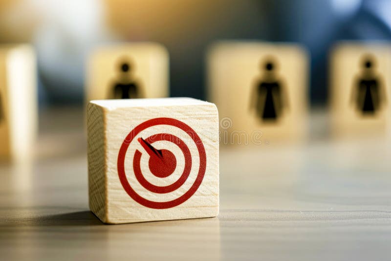 A Wooden Block with a Red Target on it Sits on a Wooden Table Stock ...
