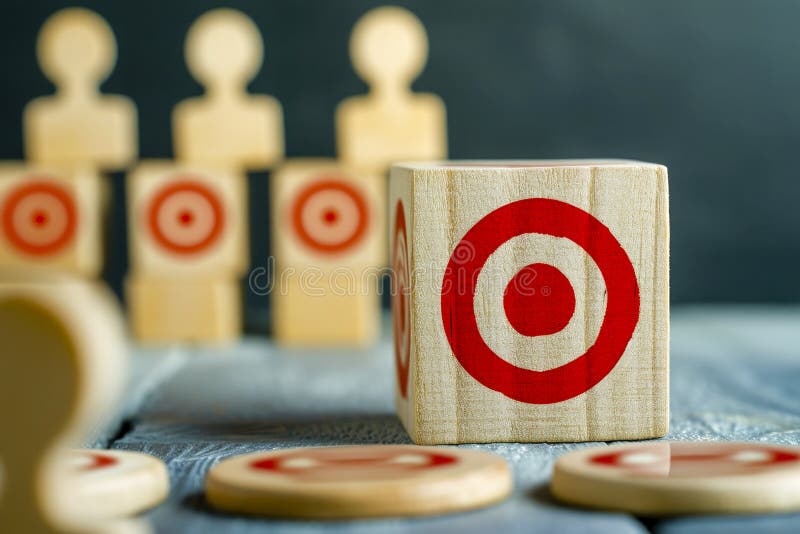 A Wooden Block with a Red Target on it Sits on a Wooden Table Stock ...