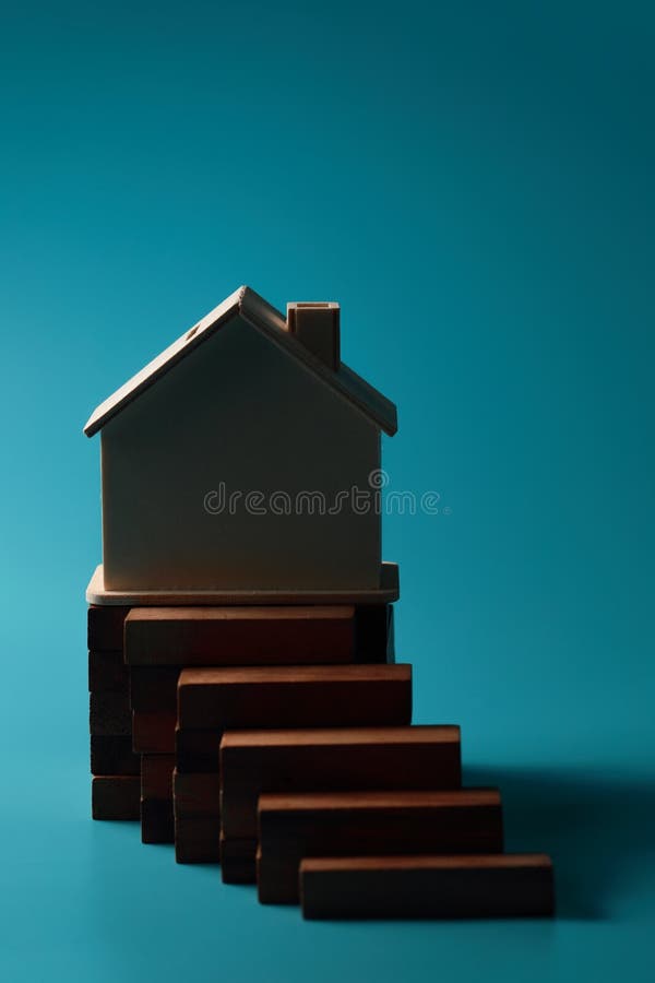 Wooden Block Stacking and House Using As Background with Copy Space ...