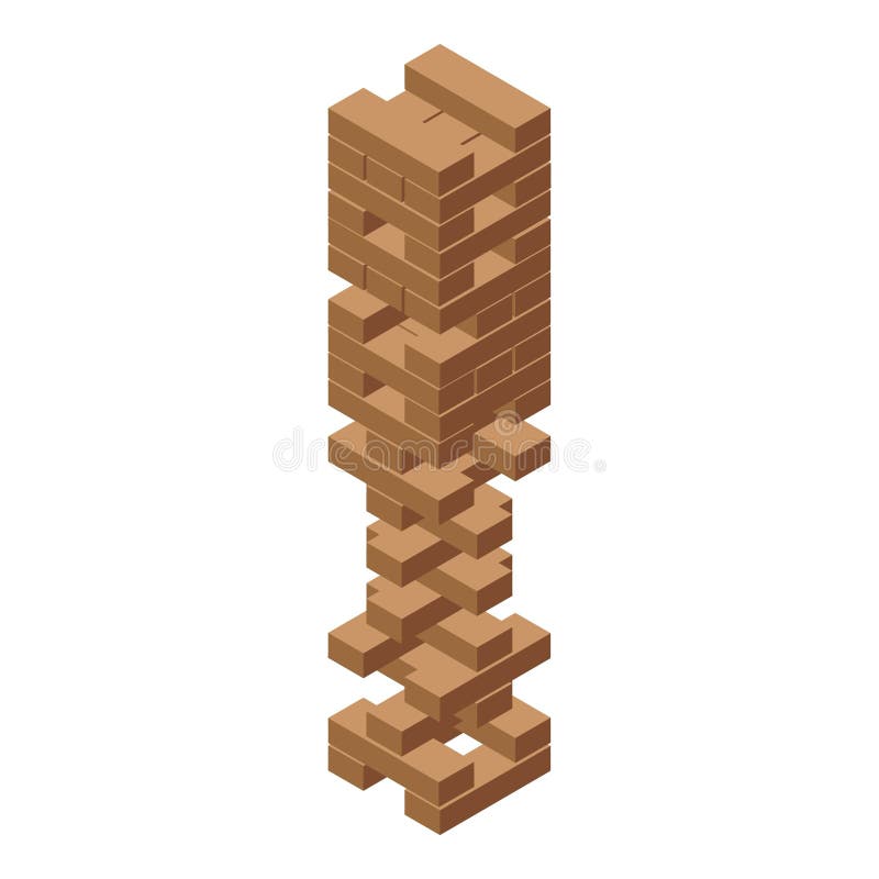 Wooden Block Tower Standing on White Background is about To Collapse ...