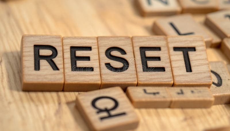 Wooden Block with the Word RESET Engraved Stock Illustration ...