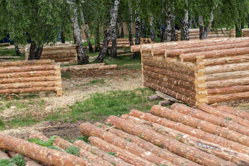 Blockhouse Made of Roundwood - Detail Stock Photo - Image of ...