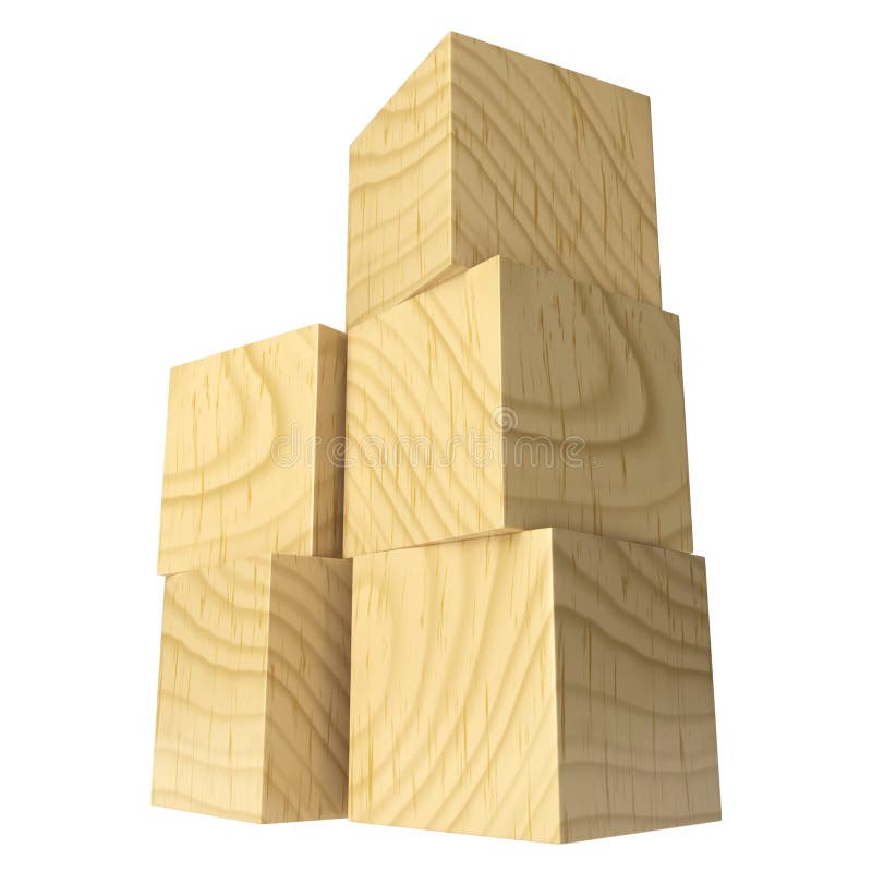 Wood Cube Solid Block Isolated Stock Illustration - Illustration of ...
