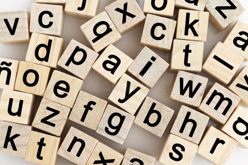 Wooden Blocks with Alphabet Letters on White Background. Stock Image ...