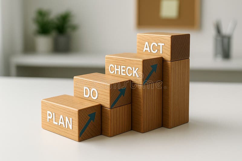Wooden Blocks Arranged in Ascending Order Representing the PDCA Steps ...