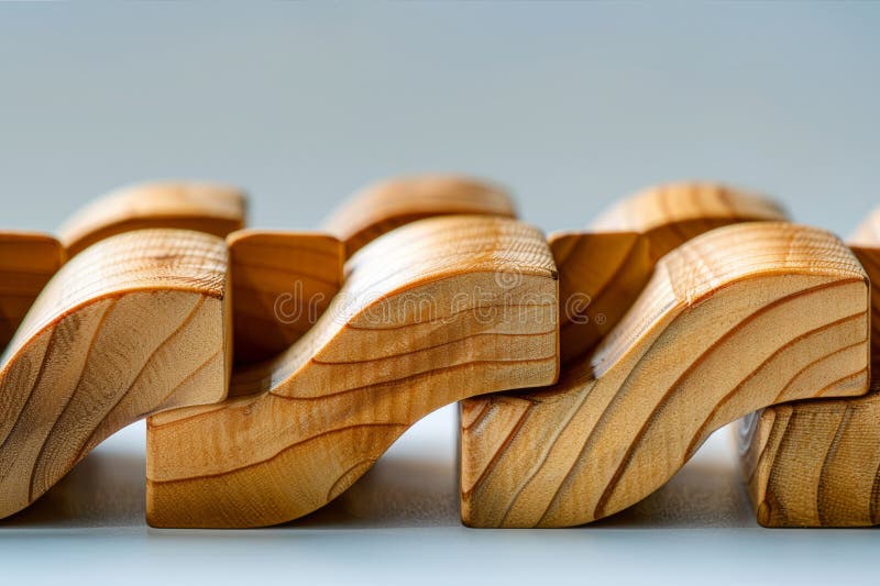 Wooden Blocks Arranged in a Dynamic Wave Pattern, Symbolizing ...