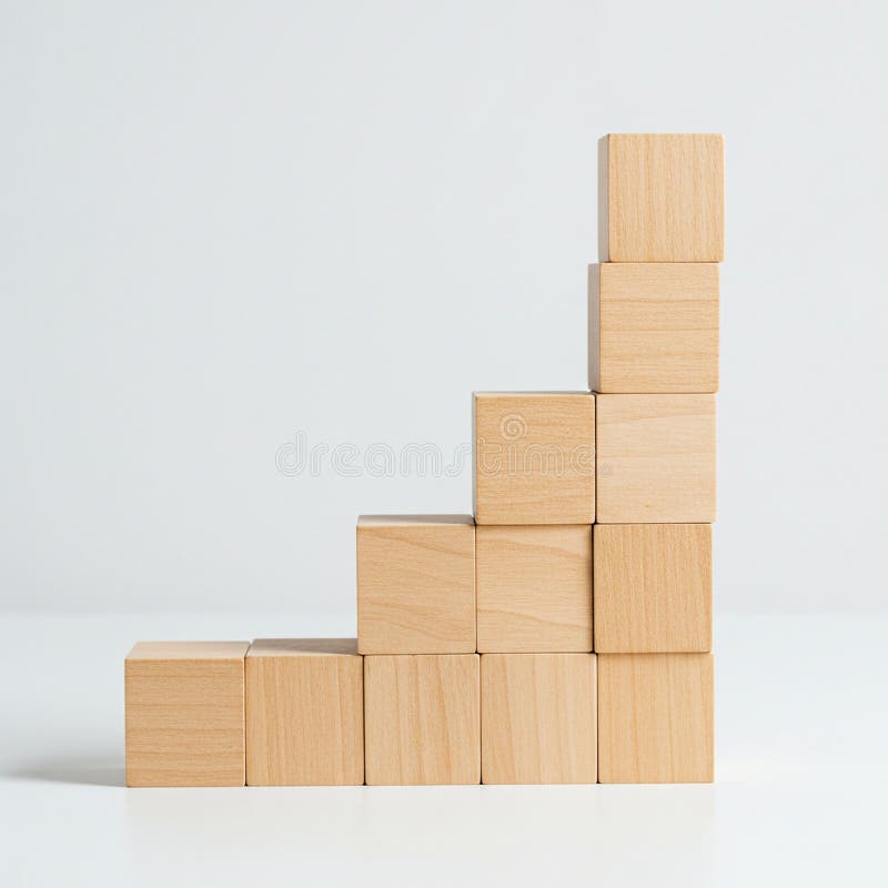 Wooden Blocks Arranged in a Stepped Pattern, Creating a Staircase-like ...