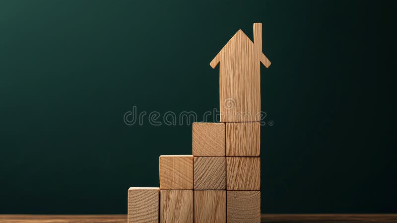Wooden Blocks Arranged To Form a House Shape, Symbolizing Growth and ...