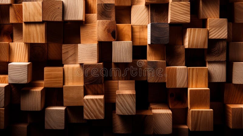 Wooden Blocks Background. Wooden Cubes Pattern Stock Illustration ...