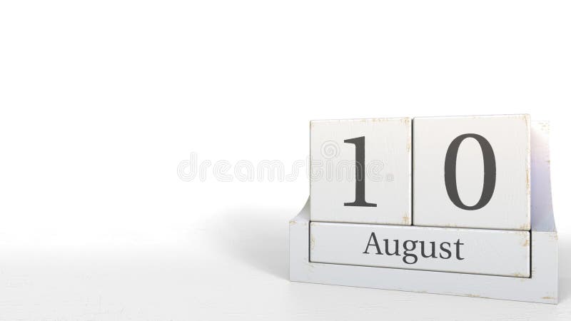 August 10 Date on Retro Blocks Calendar, 3D Rendering Stock ...