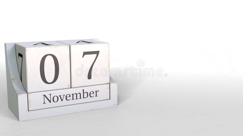 Cube Calendar Shows November 7 Date. 3D Rendering Stock Illustration ...
