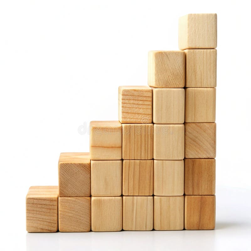 Wooden Blocks Chart Isolated on White Stock Illustration - Illustration ...
