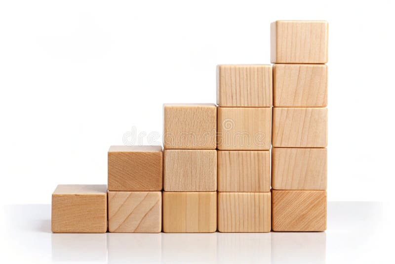 Wooden Blocks Chart Isolated on White Stock Illustration - Illustration ...