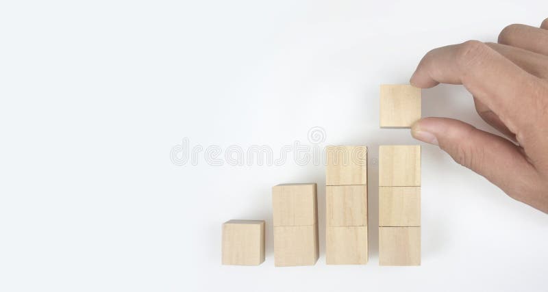 Wooden Blocks Chart Steps with Copy Space. the Business Growth Process ...
