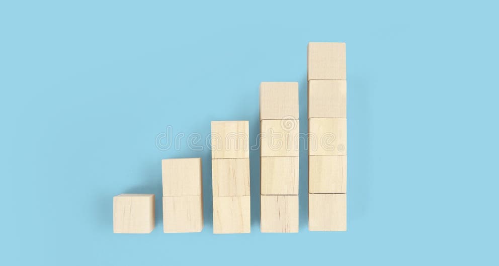 Wooden Blocks Chart Steps with Copy Space Stock Image - Image of grow ...