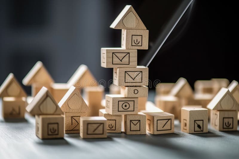 Wooden Blocks with Check Mark in the Form of a House. Generative AI ...