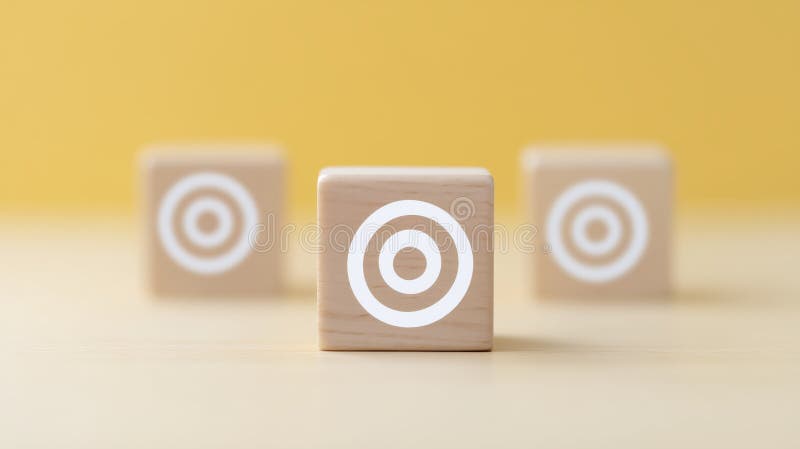 Wooden Blocks with Circular Target Symbols are Arranged on a Light ...
