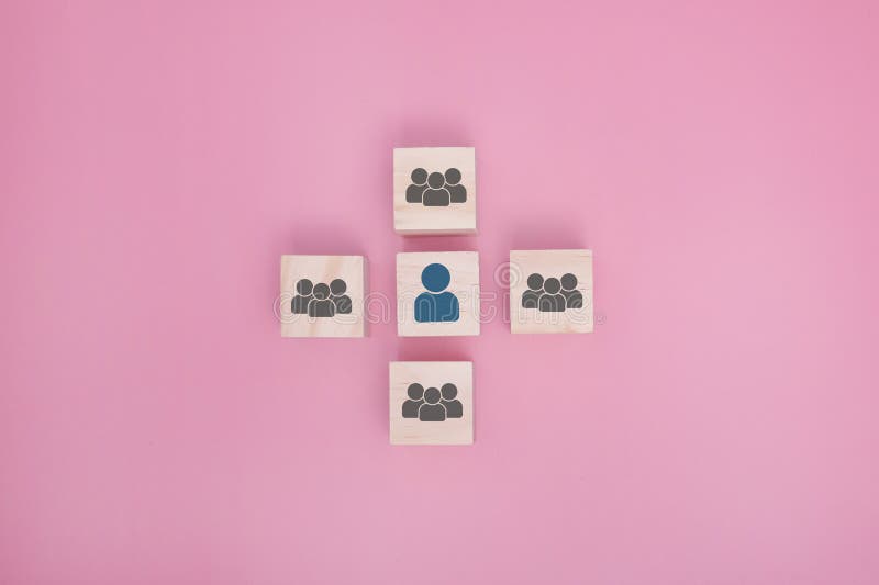 Wooden Blocks Connected Together on Pink Background. Cooperation ...