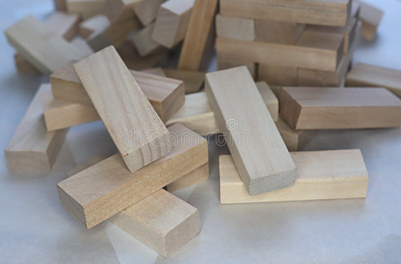 Wooden Blocks of the Destroyed Game Tower. Jenga. Concept of ...