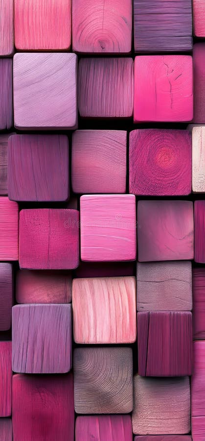 Wooden Blocks Displayed in a Lively Pink and Purple Pattern. Stock ...