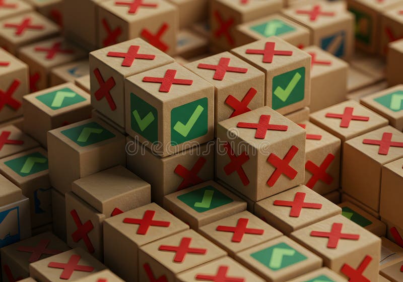 Wooden Blocks with Check Marks and Crosses Concept for Decision Making ...