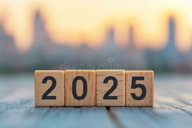 Wooden Blocks Displaying the Number 2025 Arranged in Ascending Order ...