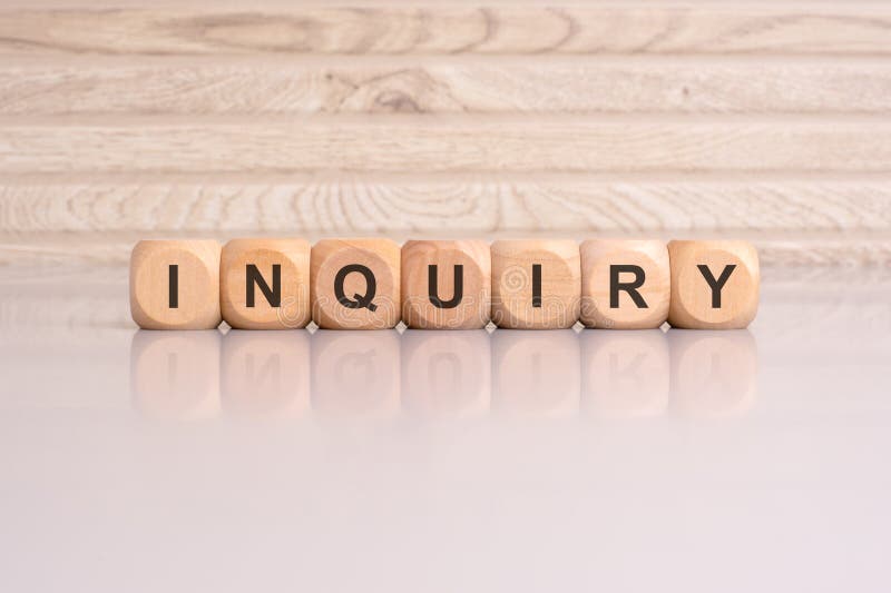 Wooden Blocks Displaying the Word Inquiry Arranged on a Glossy Gray ...