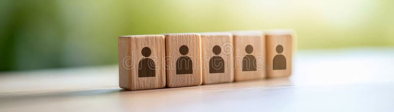 Wooden Blocks and Diverse Team Figures Visual Representation of ...
