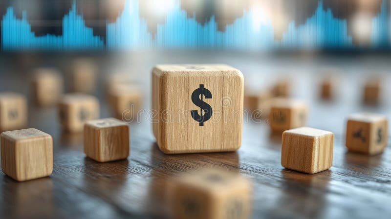 Wooden Blocks with Dollar Signs Amidst a Financial Chart. Stock Photo ...