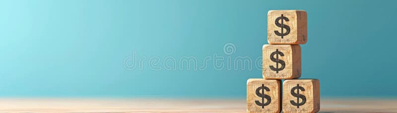 Wooden Blocks with Dollar Signs, Financial Planning Stock Illustration ...