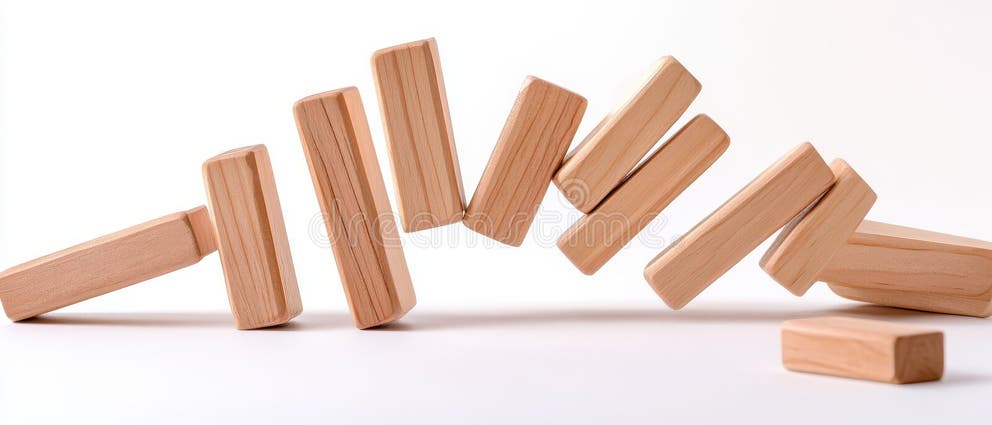 Wooden Blocks in a Domino Fall Stock Photo - Image of motion, craft ...