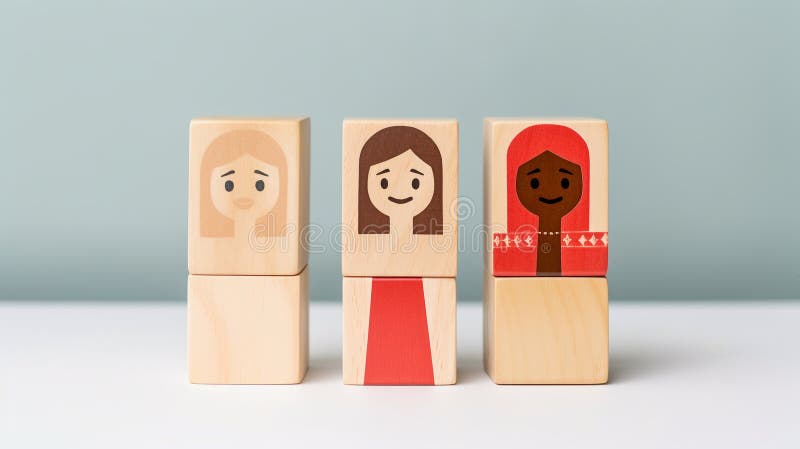 Wooden Blocks with Faces of Different People. Diversity Human Resources ...