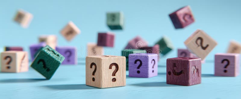 The Wooden Blocks Featuring Colorful Question Marks and Symbols in ...