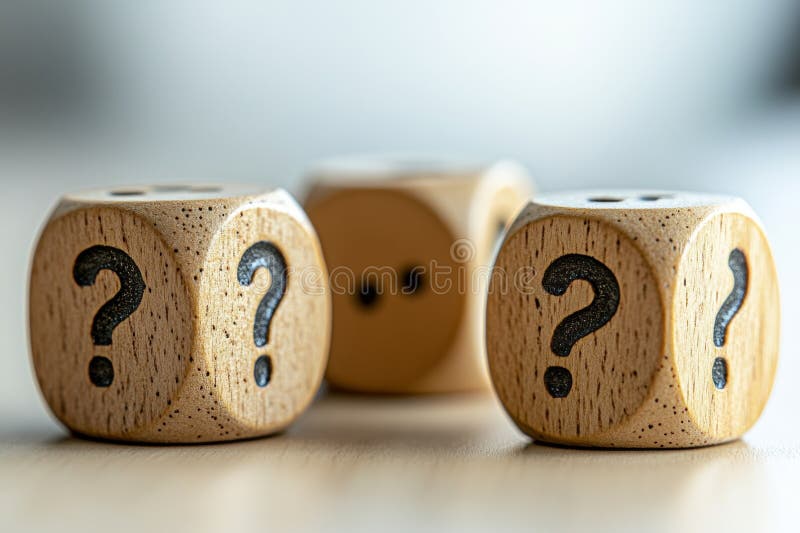 Wooden Blocks Featuring Question Marks, Placed on a White Base Stock ...