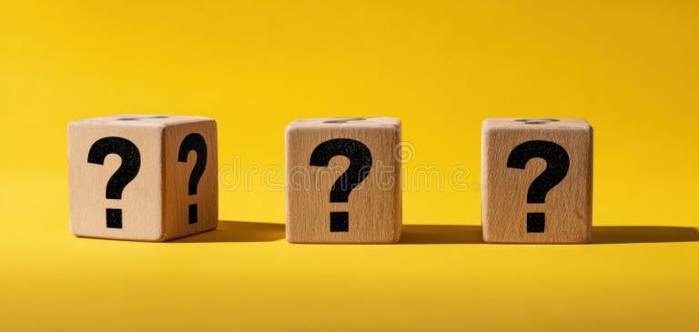 The Wooden Blocks Featuring Question Marks Symbolize Curiosity and ...