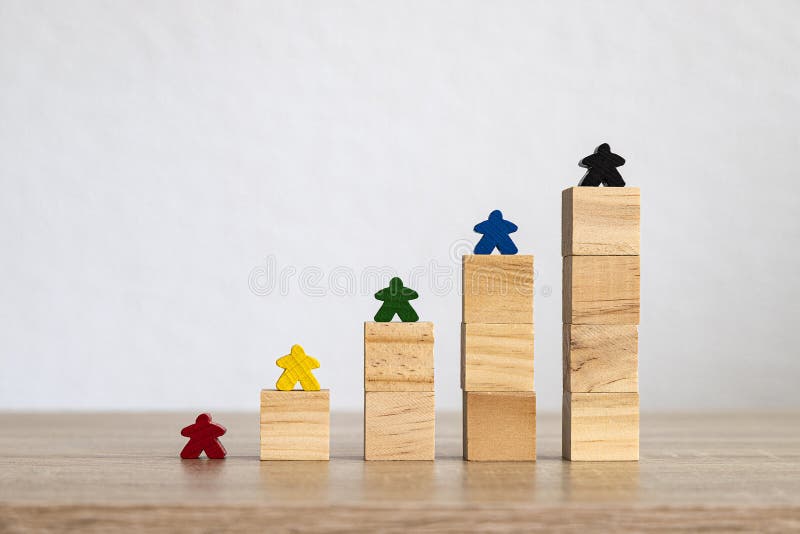 Wooden Blocks and Figures in Height Comparison Stock Image - Image of ...