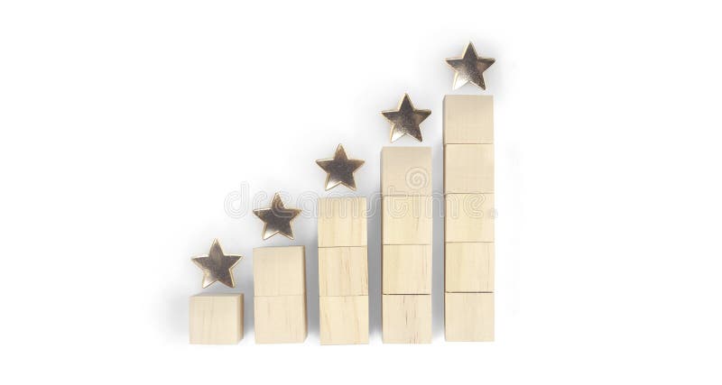 Wooden Blocks with the Five Star Symbol Increase Rating Stock Image ...
