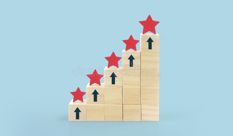 Wooden Blocks with the Five Star Symbol Increase Rating Stock ...