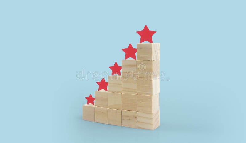 Wooden Blocks with the Five Star Symbol Increase Rating Stock ...