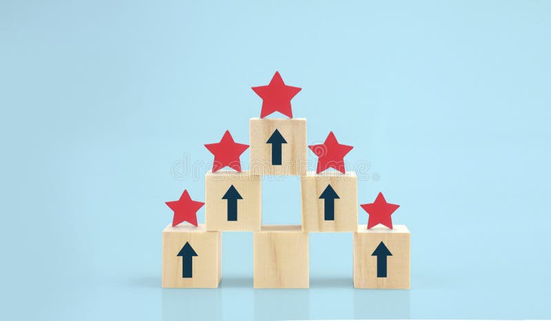 Wooden Blocks with the Five Star Symbol Increase Rating Stock Photo ...