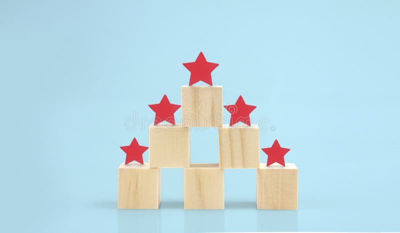 Wooden Blocks with the Five Star Symbol Increase Rating Stock Image ...