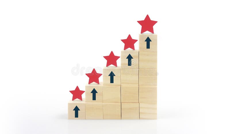 Wooden Blocks with the Five Star Symbol Increase Rating Stock Photo ...