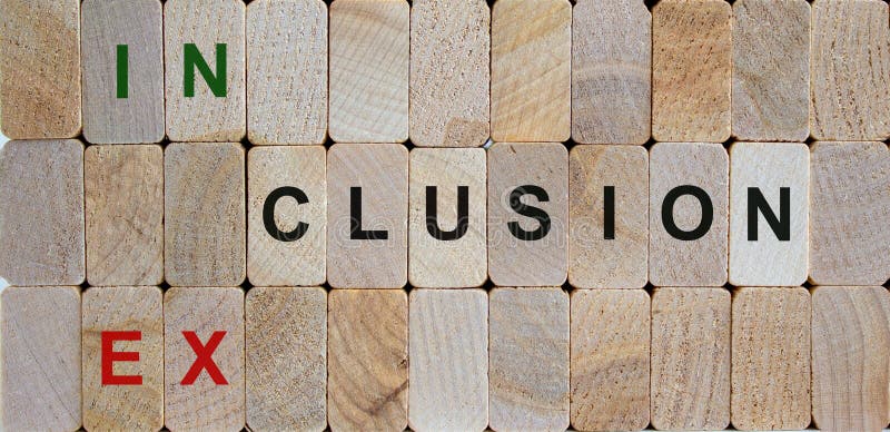 Wooden Blocks Form the Words `inclusion, Exclusion`. Beautiful Wooden ...